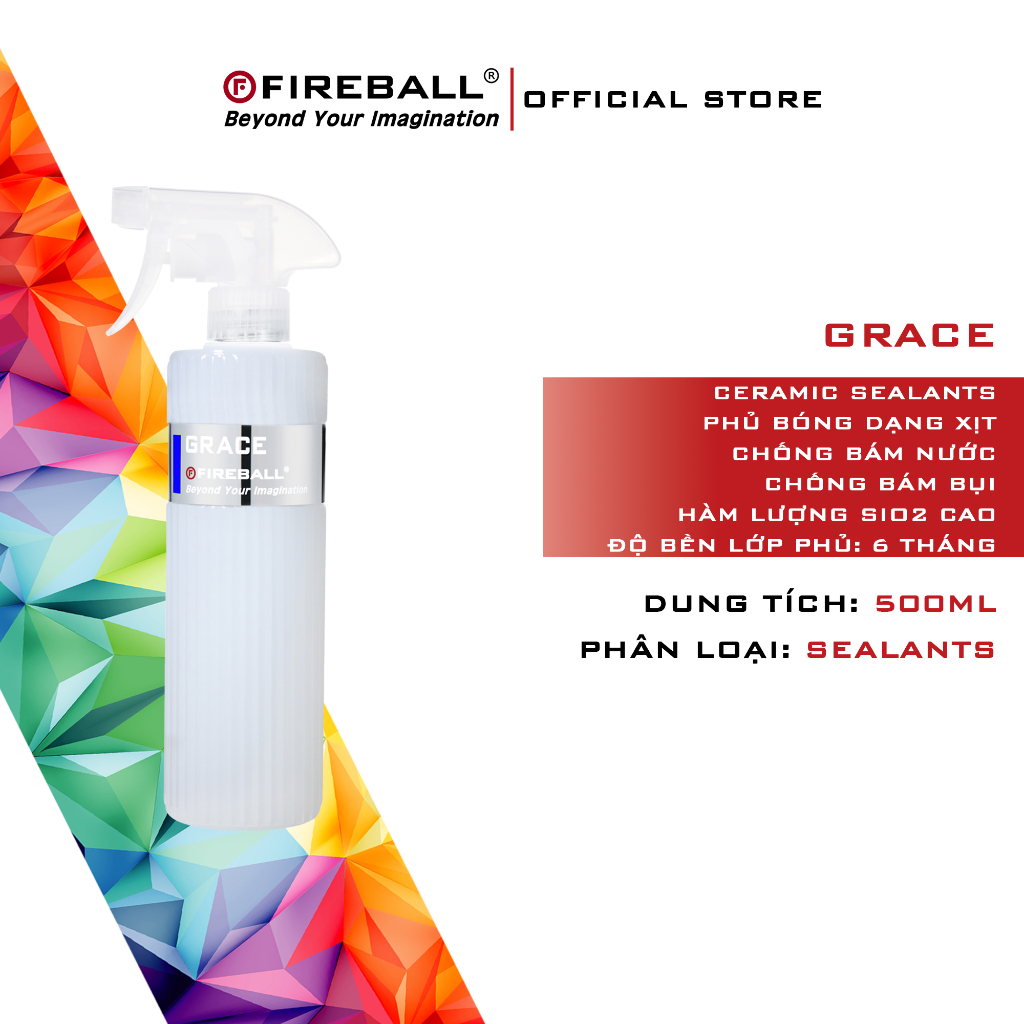 Fireball Grace - Dung Dịch Ceramic Sealants Phủ Ceramic Nhanh Bề Mặt Sơn Xe Cực Kỳ Bóng Và Độ ...
