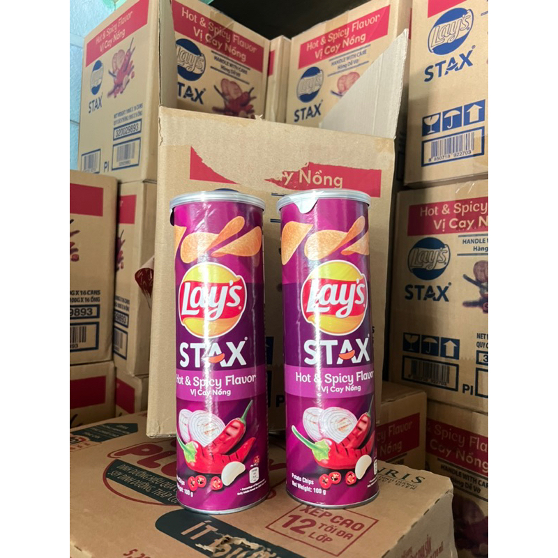 snack khoai tây vị cay nồng Lays stax lon 100g | Shopee Việt Nam