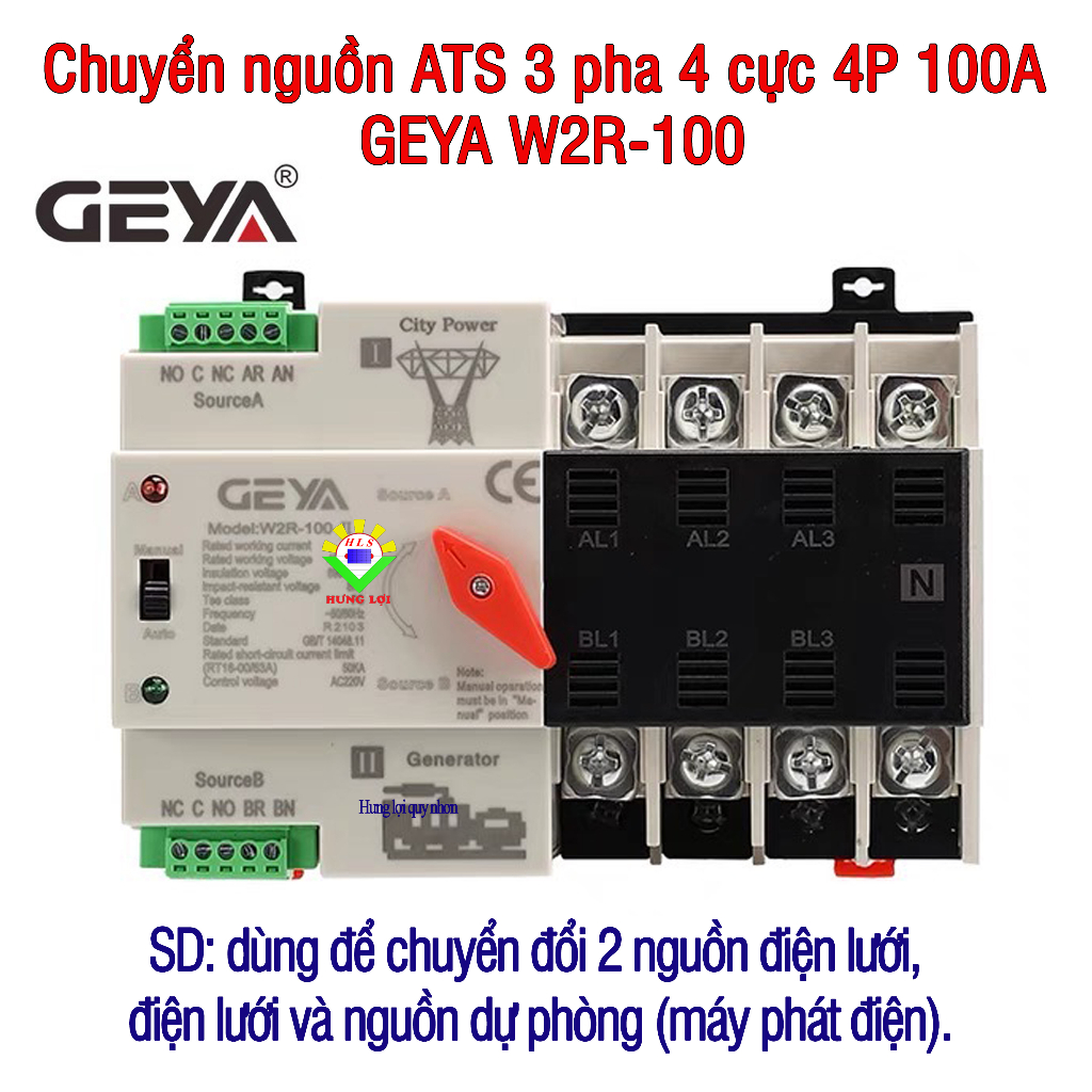 Chuyển nguồn ATS 3 pha 4 cực 4P 100A GEYA W2R-100 | Shopee Việt Nam