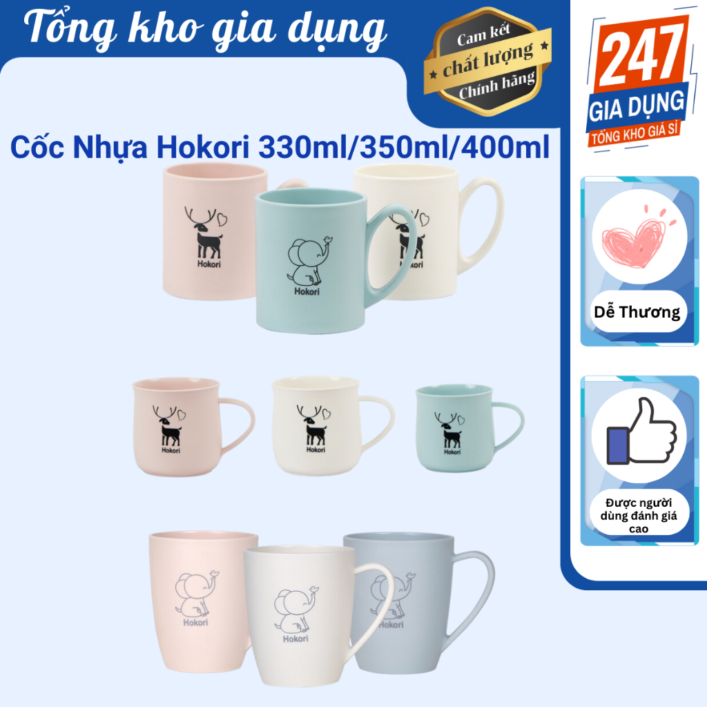 Ly nhựa, cốc Hokori nhựa màu pastel 330ml,350ml,400ml | Shopee Việt Nam