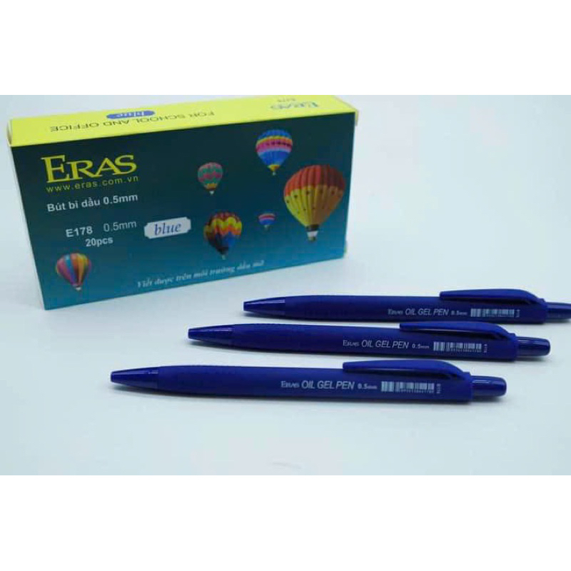 1 hộp 20c bút bi Eras E178 0.38mm 0.5mm mực đỏ, đen , xanh chính hãng ...