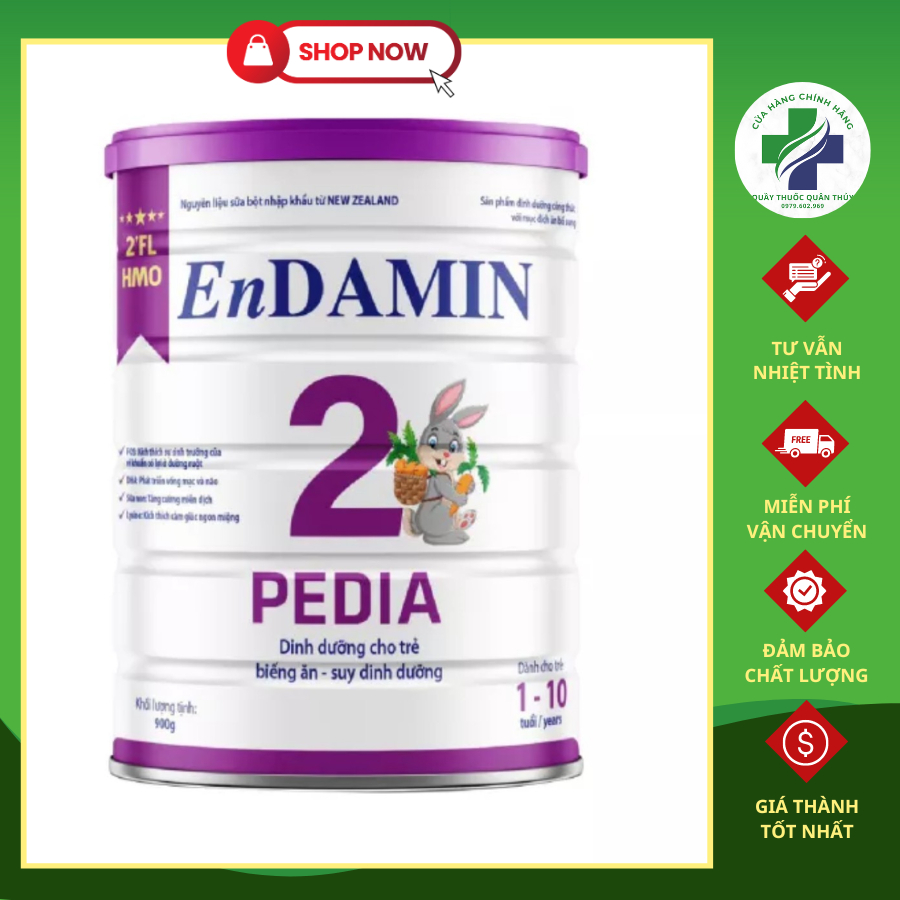 Sữa bột ENDAMIN PEDIA 900 bổ sung dưỡng chất cho trẻ biếng ăn, suy dinh ...