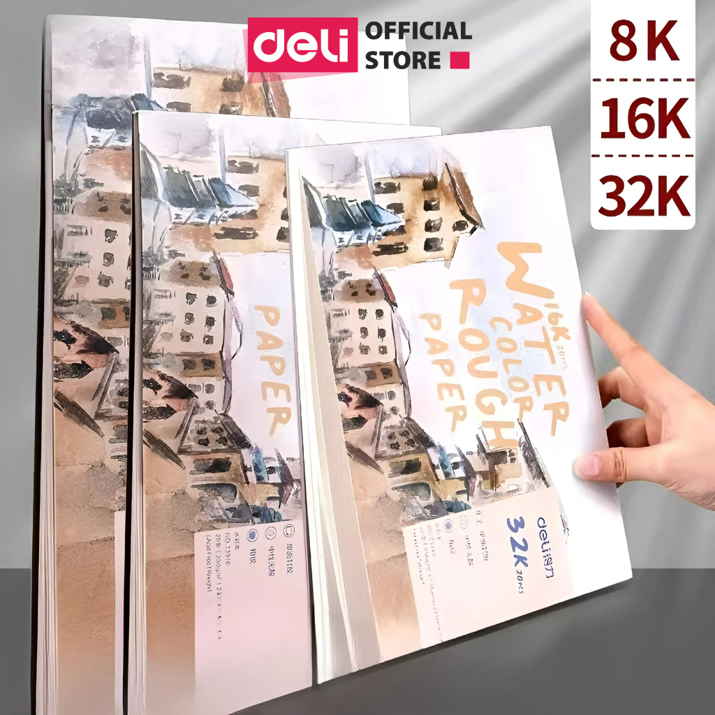Sổ Giấy Vẽ Màu Nước Chuyên Nghiệp Deli Cao Cấp - A4/A5/16K/32K - Phù hợp vẽ phác thảo tô màu ...