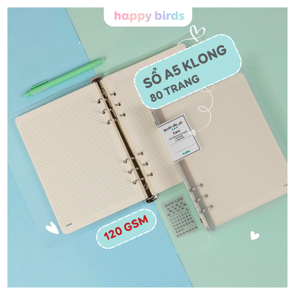 Sổ còng A5 80 trang Binder KLONG combo binder kèm ruột file planner bìa ...