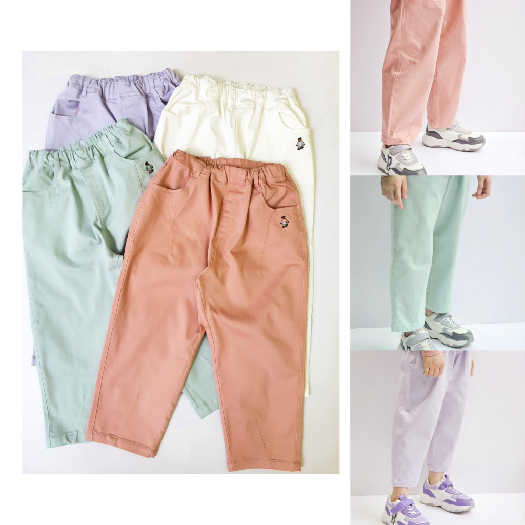 Quần baggy bé trai bé gái Kaki Beemon logo gấu (Q2724) | Shopee Việt Nam