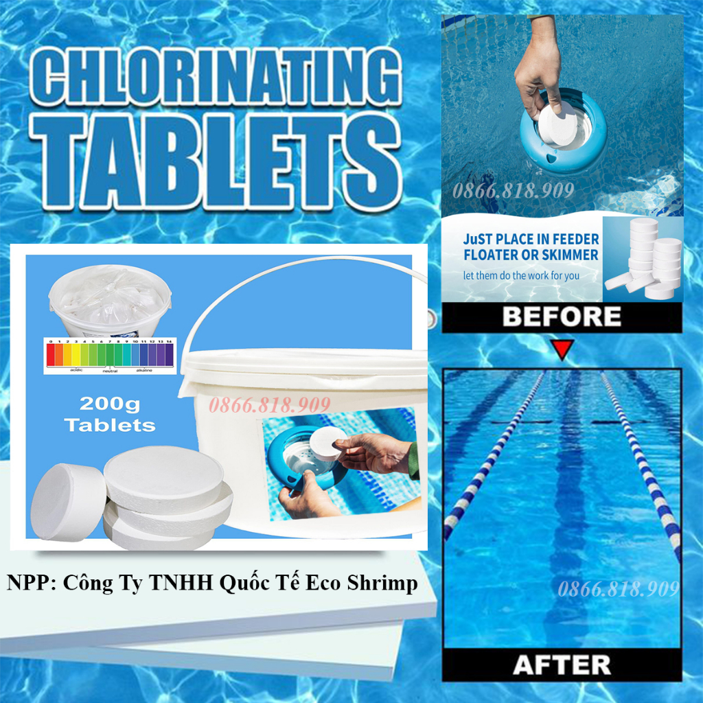 5 Viên Clo Nén - Chlorine Đặt Hộp Lọc Hồ Bơi Bổ Sung Clo Làm Trong Và ...