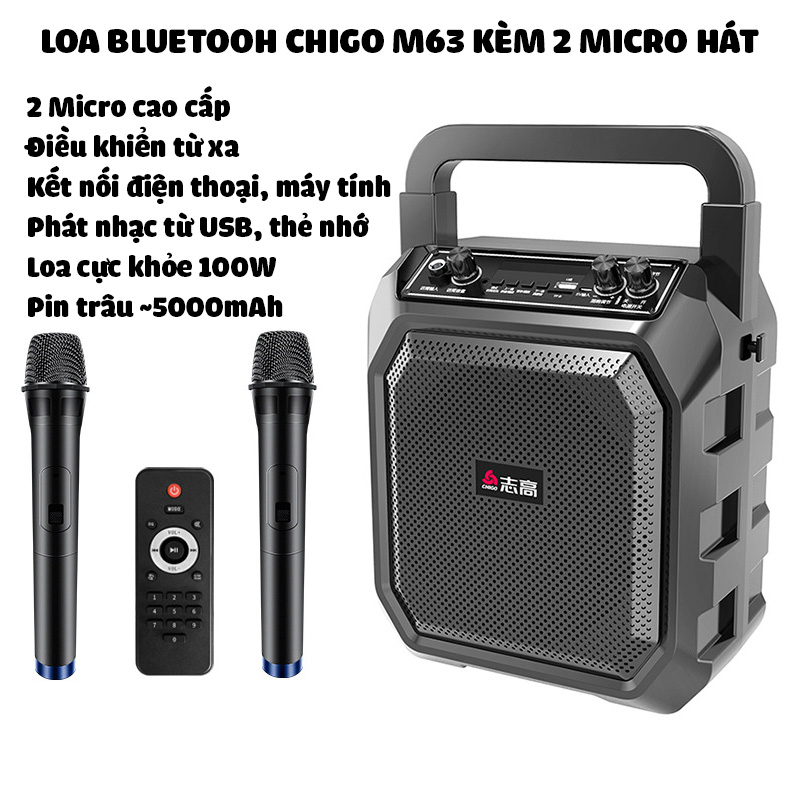 Loa Bluetooth Karaoke Công Suất Lớn, Loa Xách Tay Mini Chigo M63 - Bảo Hành 12 tháng | Shopee ...