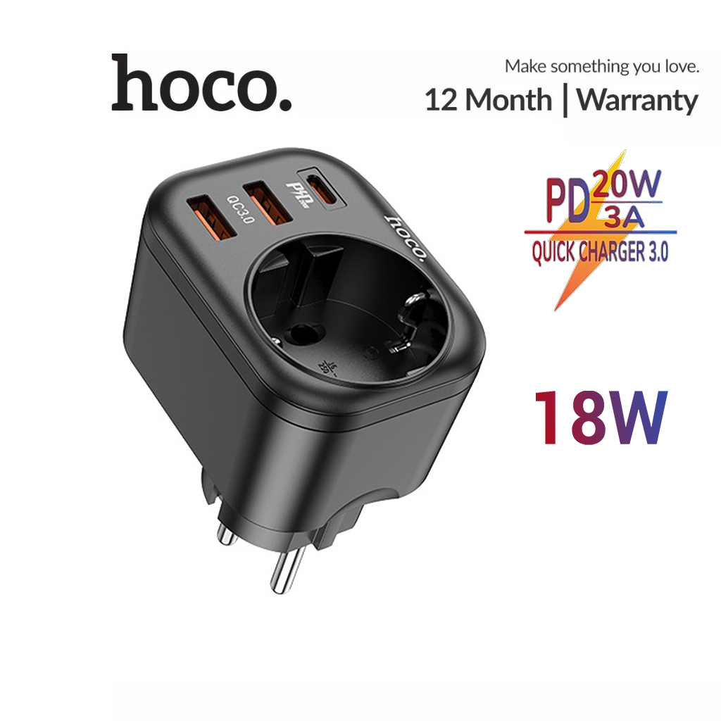 Ổ sạc điện Hoco NS3 chân tròn cổng Type-C và 2 cổng USB công suất 4000W | Shopee Việt Nam