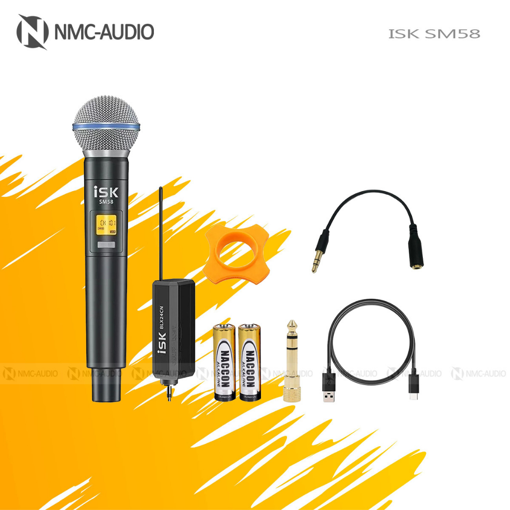 (Chính hãng) Micro ISK SM58 không dây thu âm, hát live, karaoke âm thanh nhẹ, không trễ tiếng ...