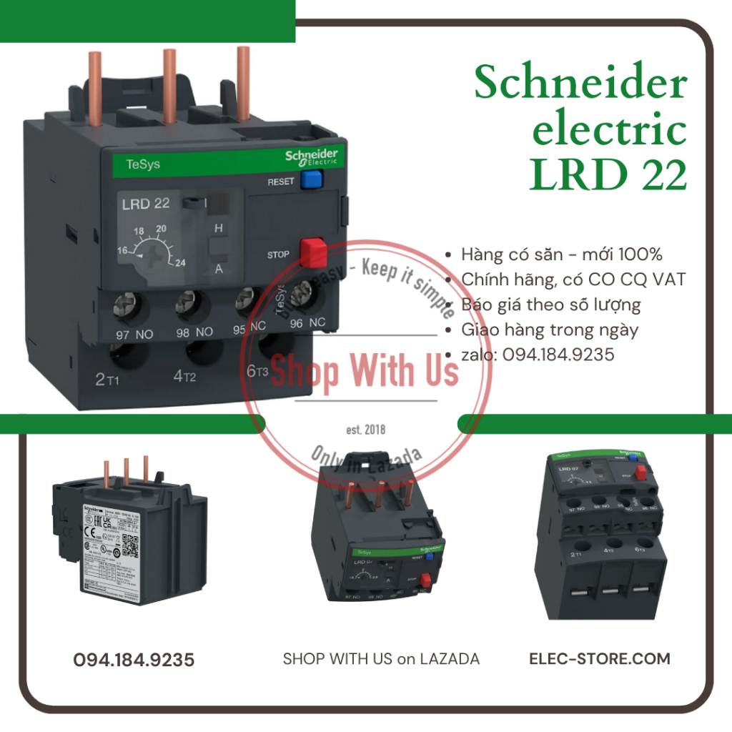 Relay Nhiệt Schneider - Đuôi Nhiệt Schneider LRD22 - Đuôi nhiệt dải từ ...