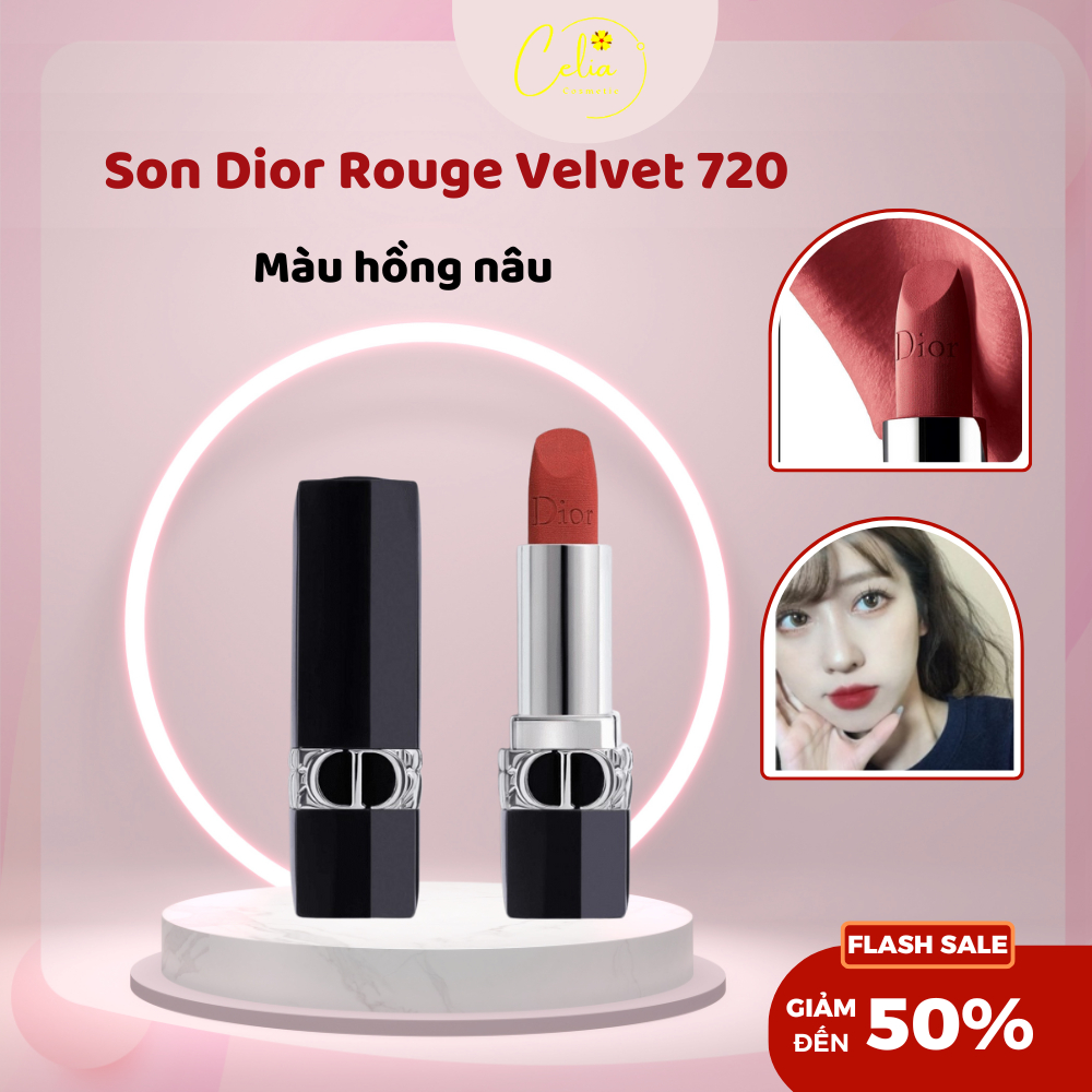 Son Dior Rouge Velvet 720 Icóne màu hồng nâu | Shopee Việt Nam