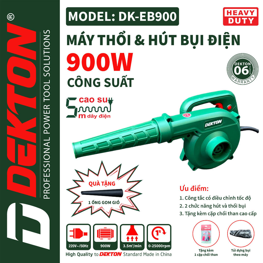Máy Thổi & Hút Bụi Điện Dekton 900W / DK-EB900 / Nhỏ Gọn Lượng Gió Thổi ...
