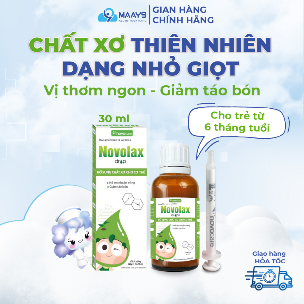 Chất xơ hòa tan Novocare Novolax drop cho bé giảm táo bón, nhuận tràng ...
