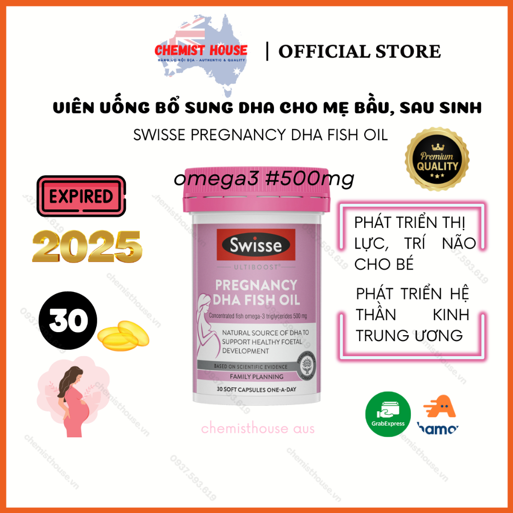 Swisse Pregnancy DHA Fish Oil - Viên Uống Bổ sung DHA Cho Mẹ Bầu 30 Viên Omega 3 500Mg Từ Nguồn ...