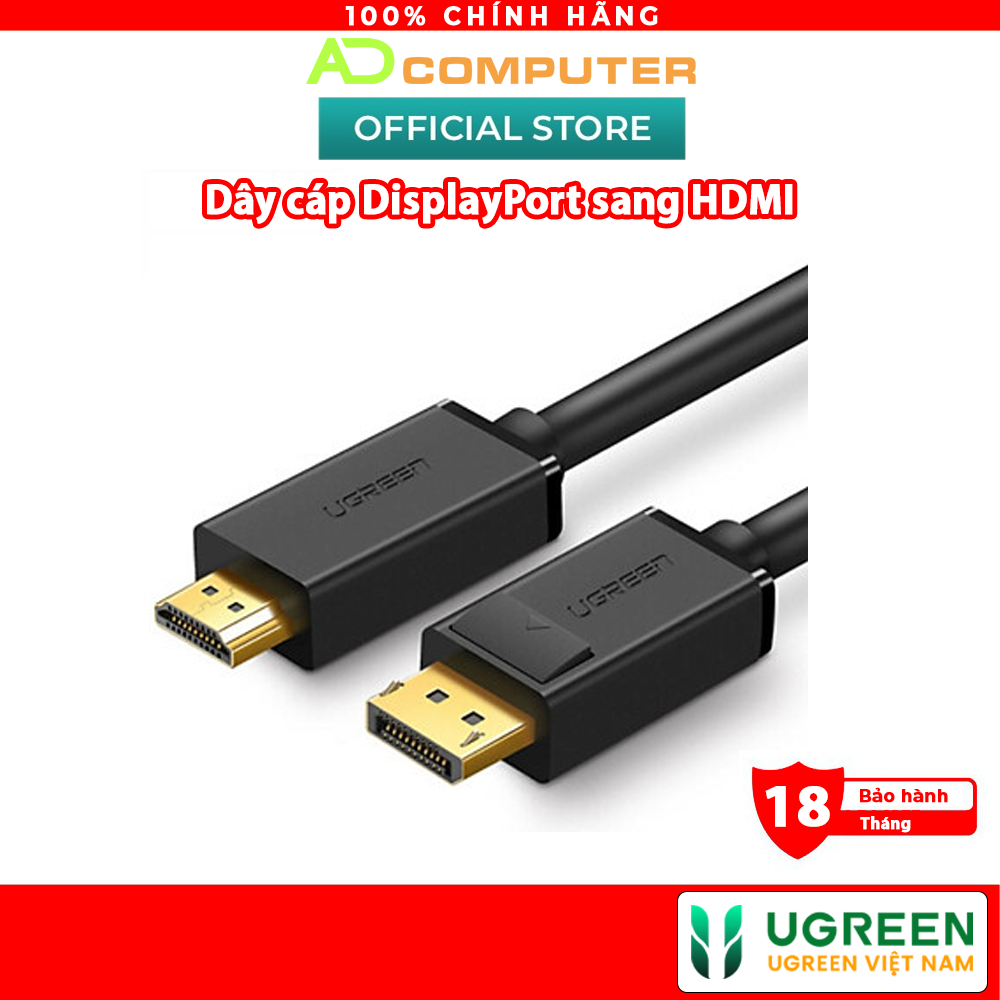 Dây cáp DisplayPort sang HDMI hỗ trợ phân giải 1920x1200 UGREEN DP101 ...