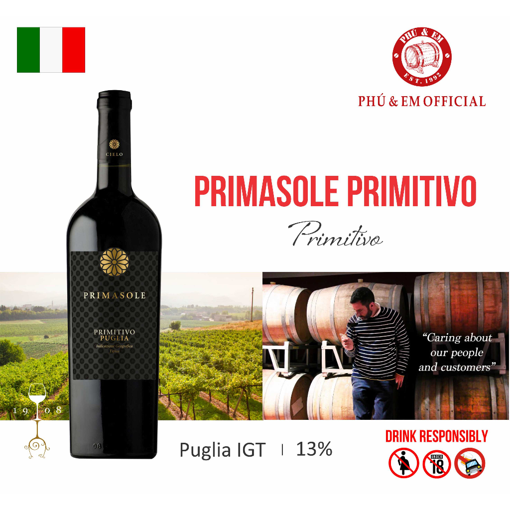 Rượu Vang Đỏ Ý Primasole Primitivo | Shopee Việt Nam