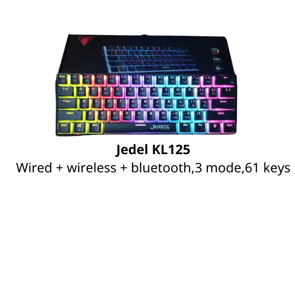 Bàn phím cơ Gaming Jedel KL125 Blue Switch tích hợp 3 chế độ không dây,có dây,bluetooth TKL 61 ...
