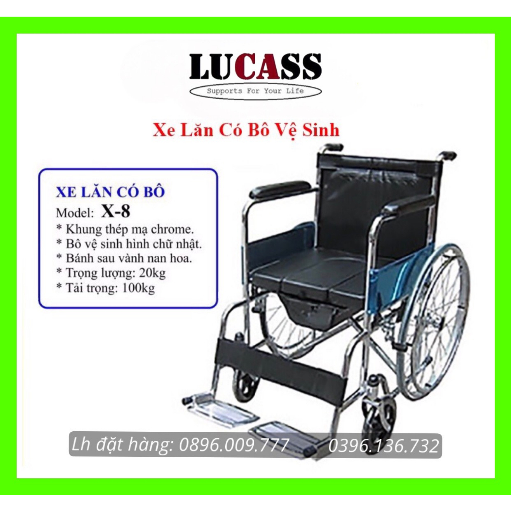 Xe Lăn LUCASS X8 Có Bô Vệ Sinh [Nhập Khẩu Chính Hãng] | Shopee Việt Nam