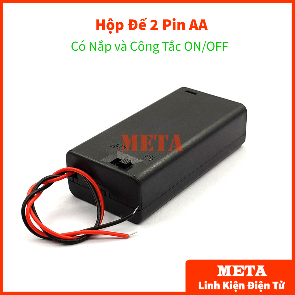 Hộp Đế 1/2/3/4 Pin AA Có Nắp và Công Tắc ON/OFF - Hộp đế pin đại AA ...