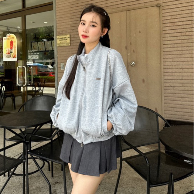 Áo khoác Crop Jacket Cropped Logo DEROSE Kim loại Khoá kéo 2 đầu (3 MÀU ...