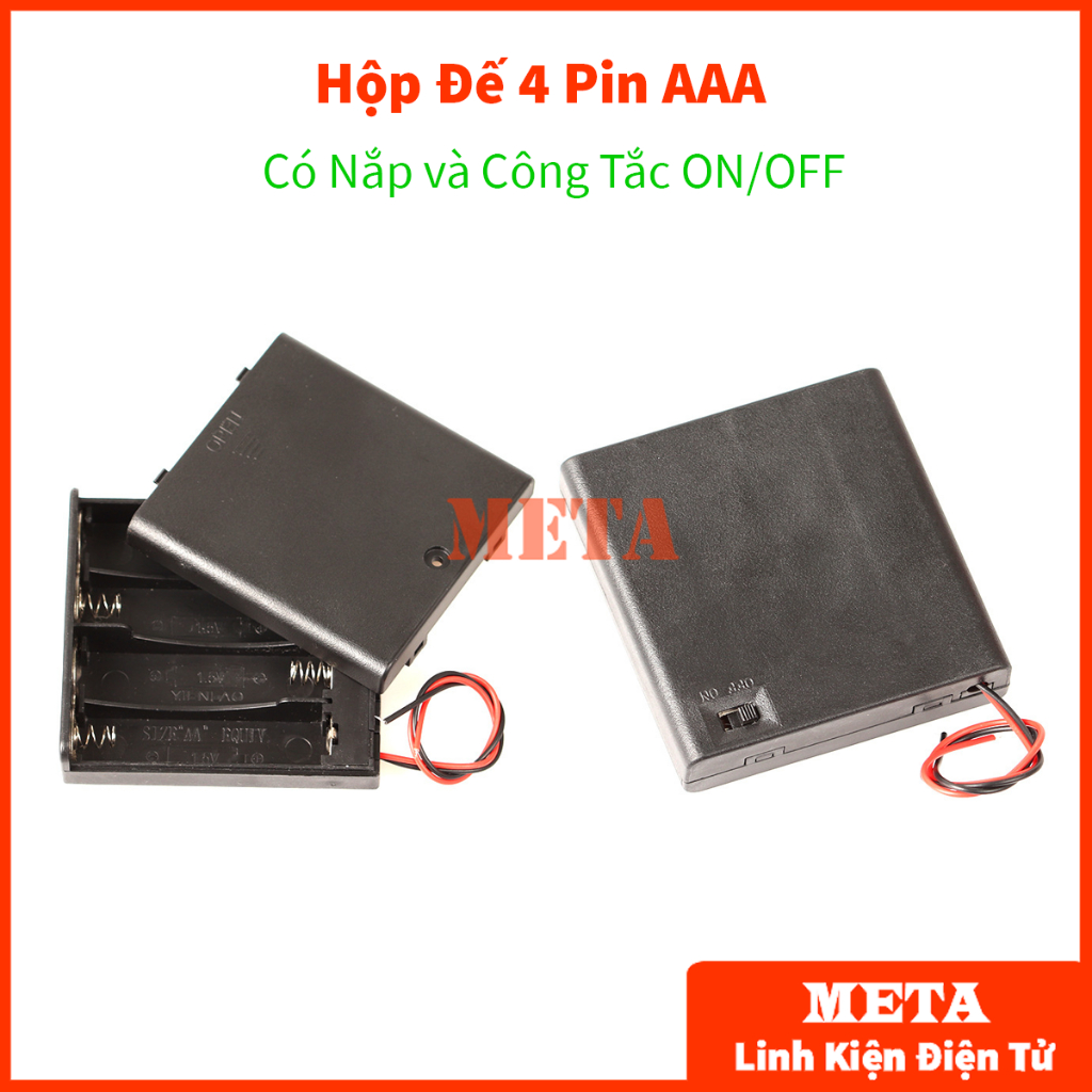 Hộp Đế 1/2/3/4 Pin AAA Có Nắp + Công Tắc ON/OFF - Hộp đế pin tiểu, pin con thỏ loại bé AAA 1/2/3 ...