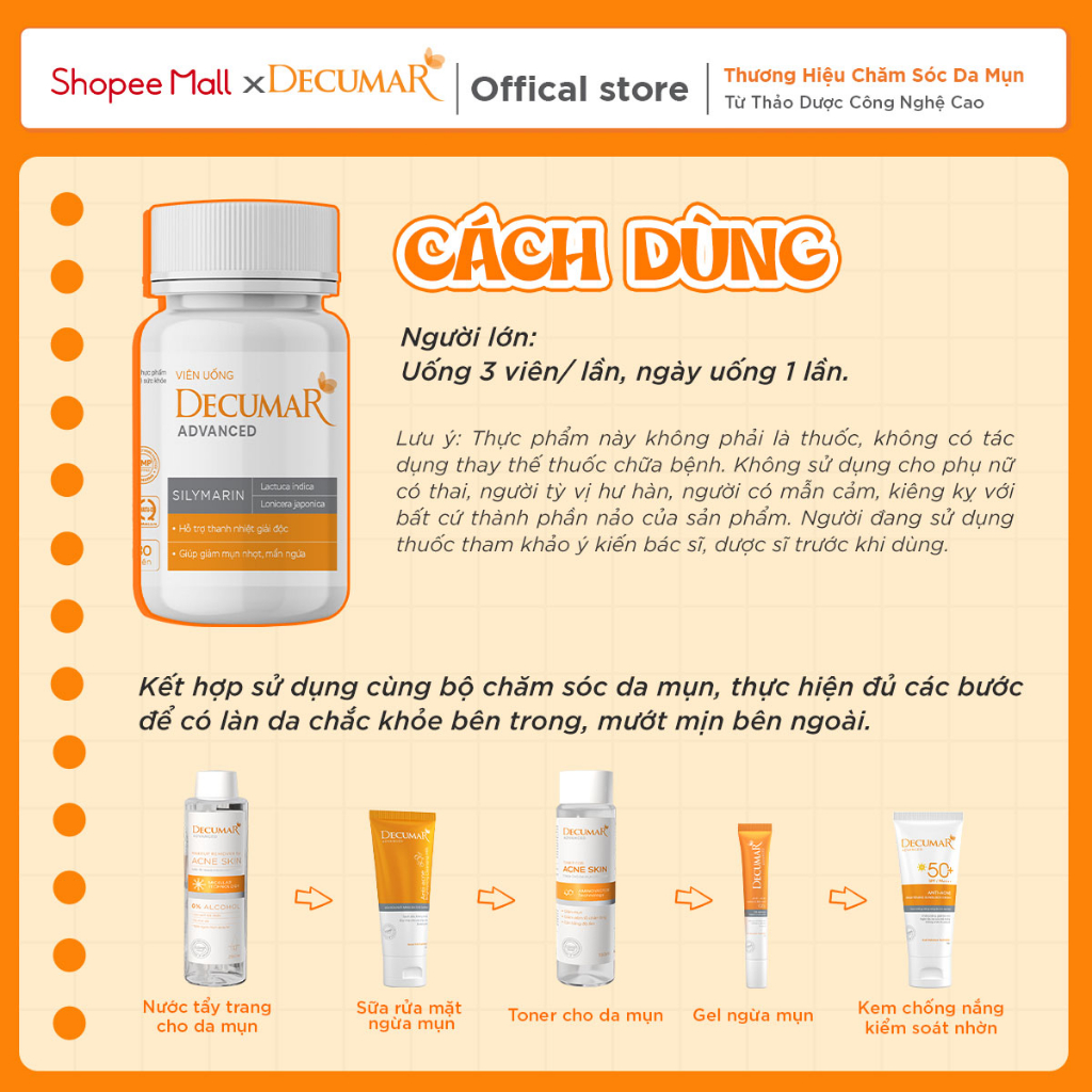 Viên uống Decumar Advanced ngừa mụn, giảm nhờn, 30 viên - VCM01 ...