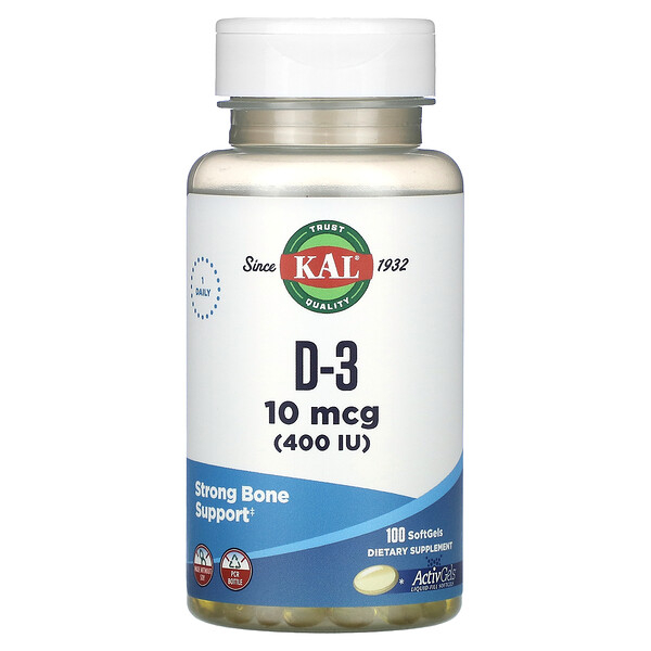 KAL (USA), D-3,10 mcg 400 IU,100 Viên nang mềm (HSD 01/2026) | Shopee ...