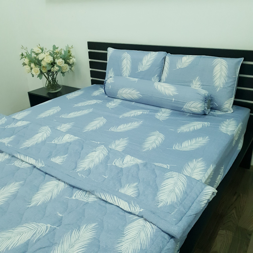 bộ drap + mền chần bông cao cấp ( ga giường 5 món) đủ kích thước , chuẩn LOGO CTY | Shopee Việt Nam