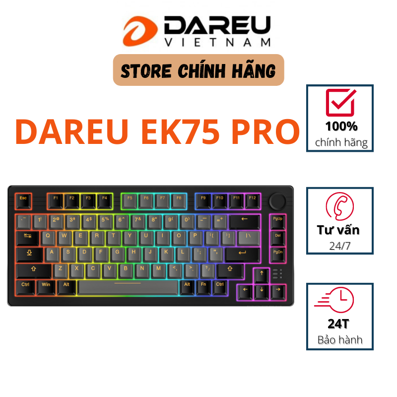 Bàn phím cơ không dây DAREU EK75 PRO (Triple Mode, Gasket Mount, RGB ...