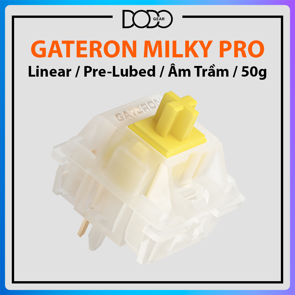 Switch Gateron Milky Yellow Pro linear 50g âm trầm dùng cho bàn phím cơ ...