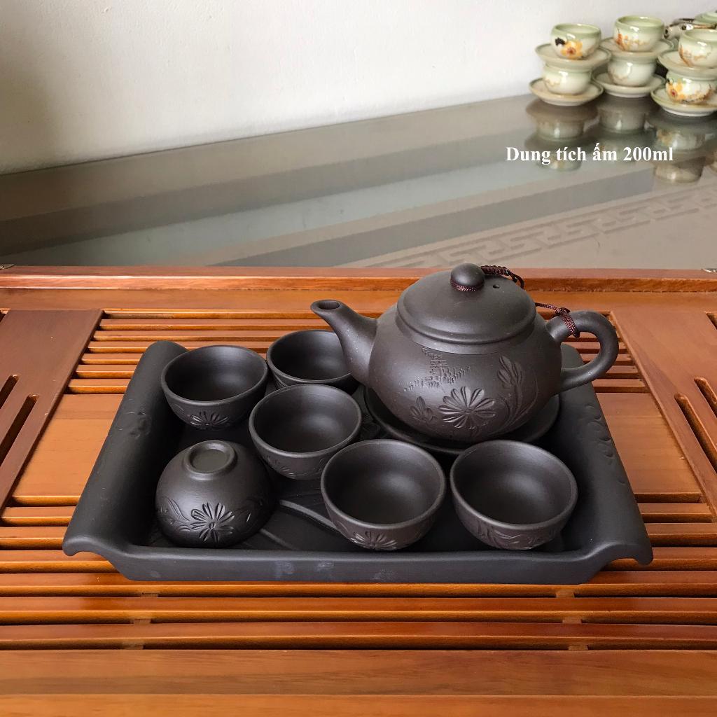 Bộ Ấm Chén Uống Trà Bộ Ấm Chén Bát Tràng Cao Cấp Tử Sa Quả Đào Đen Shopee Việt Nam
