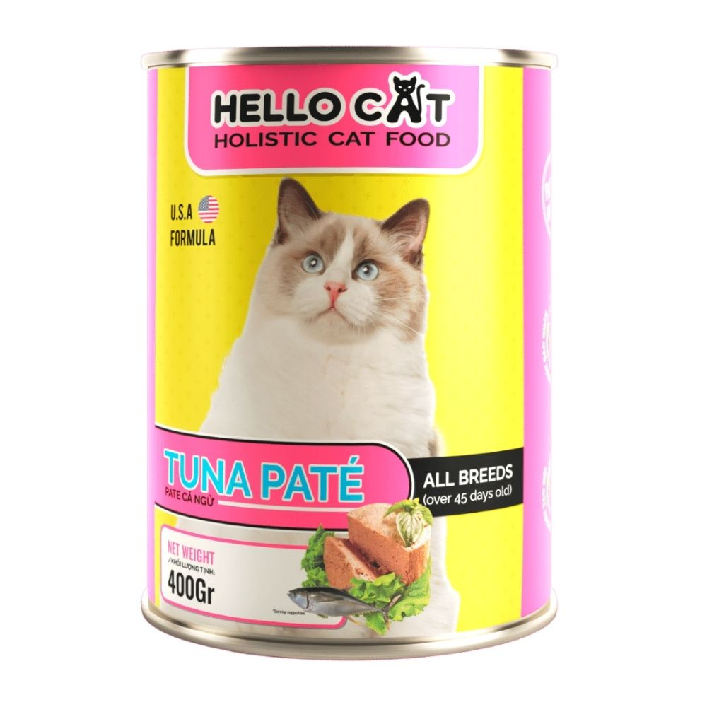 Thức ăn mềm ướt cho mèo pate ba tê Hello Cat Tuna 400g lon | Shopee Việt Nam