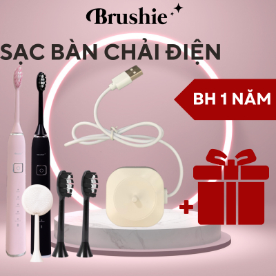 [Tặng nắp đậy] Bộ SẠC BRUSHIE- ĐẾ/CỐC SẠC nhanh cảm ứng từ Bàn chải điện Brushie, Sạc Điện ...
