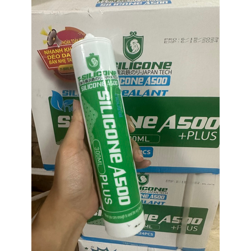 Keo silicon A500 plus (A500+) bền bỉ hơn, dẻo dai hơn. Đủ màu đen ...