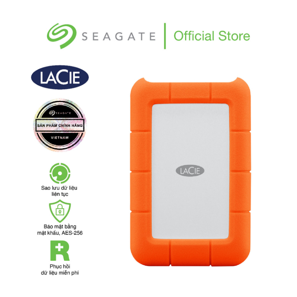 Ổ cứng di động HDD LaCie Rugged USB-C 5TB + Phục hổi Dữ liệu Rescue ...