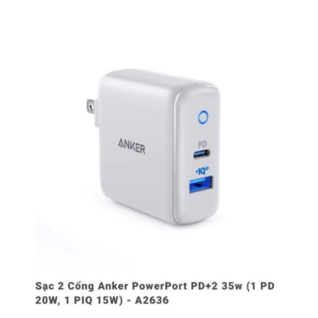 Củ sạc Anker A2636 35w ( PD 20w PiQ 15w) new fullbox | Shopee Việt Nam