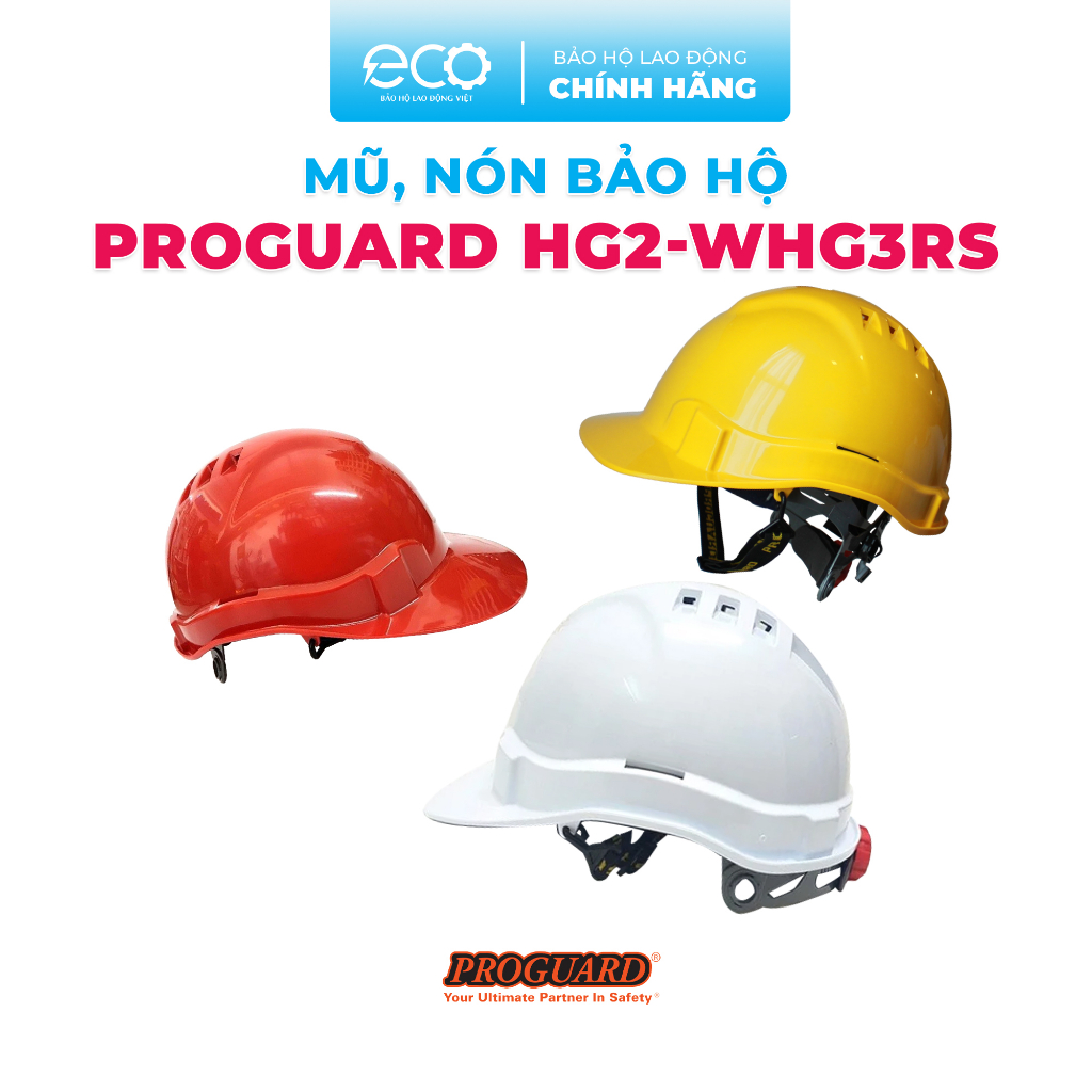 Mũ bảo hộ Proguard HG2-WHG3RS nhựa ABS siêu cứng có lỗ thoáng khí, nút ...