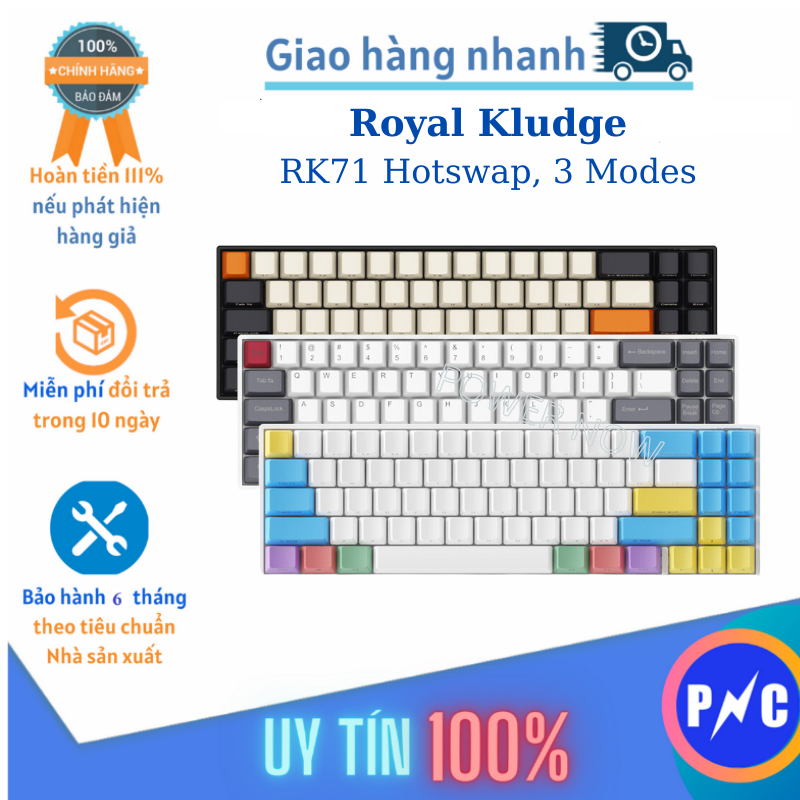 3 NGÀY XẢ KHO - Bàn Phím Cơ Không Dây Hotswap RK71, 3 Chế Độ Bluetooth ...