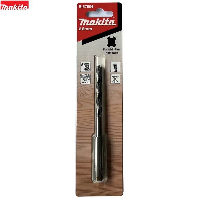 Mũi khoan gỗ đầu đinh nhọn chuôi gài Makita 6mm x 123mm B-57504 ...