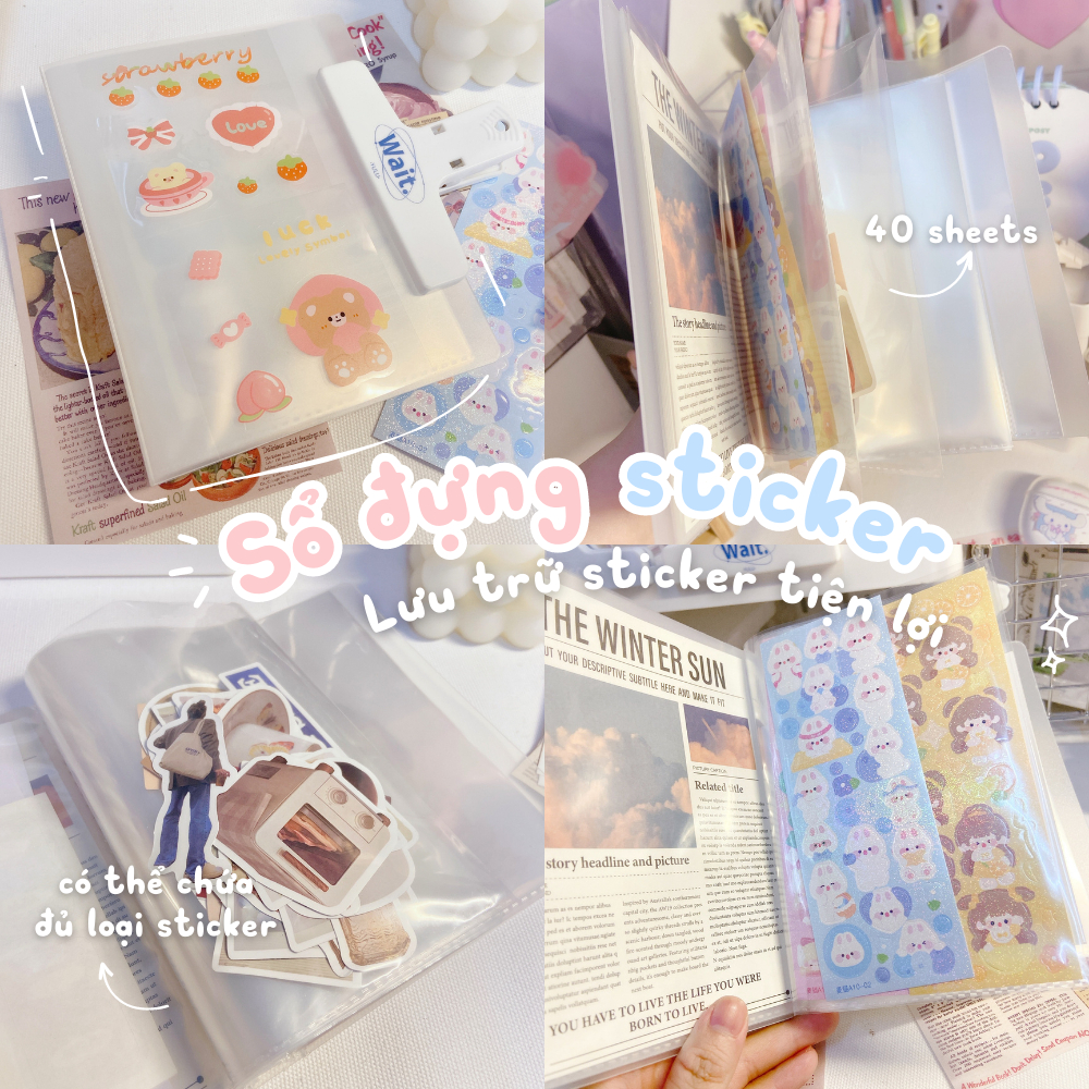 SỔ LƯU TRỮ ĐỰNG STICKER, POST CARD, ALBUM ẢNH SIZE A6 40 túi đựng ...