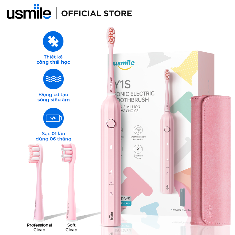 Bàn chải điện sóng siêu âm usmile Y1S (bản thường / nâng cấp) - BH 12 tháng | Shopee Việt Nam
