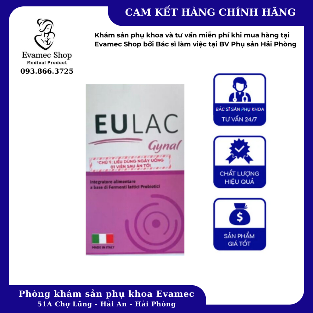 (CHÍNH HÃNG) Men Vi Sinh Phụ Khoa Eulac Gynal Hỗ Trợ Ngừa Nấm Ngứa ...