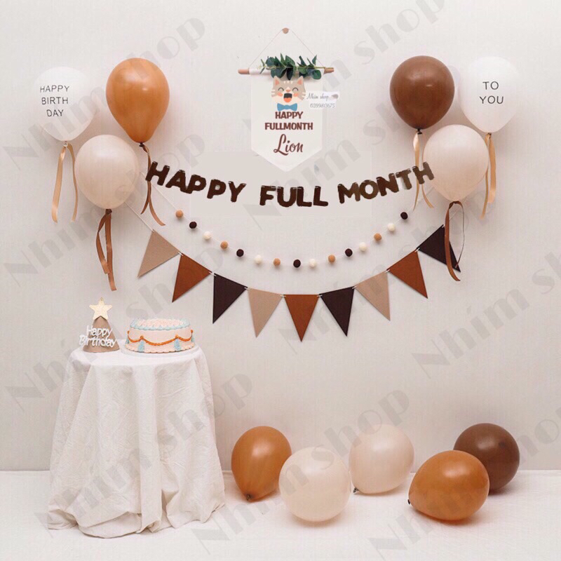 Set happy fullmonth đầy đủ tone nâu vintage mẫu mới cho bé trai và gái ...