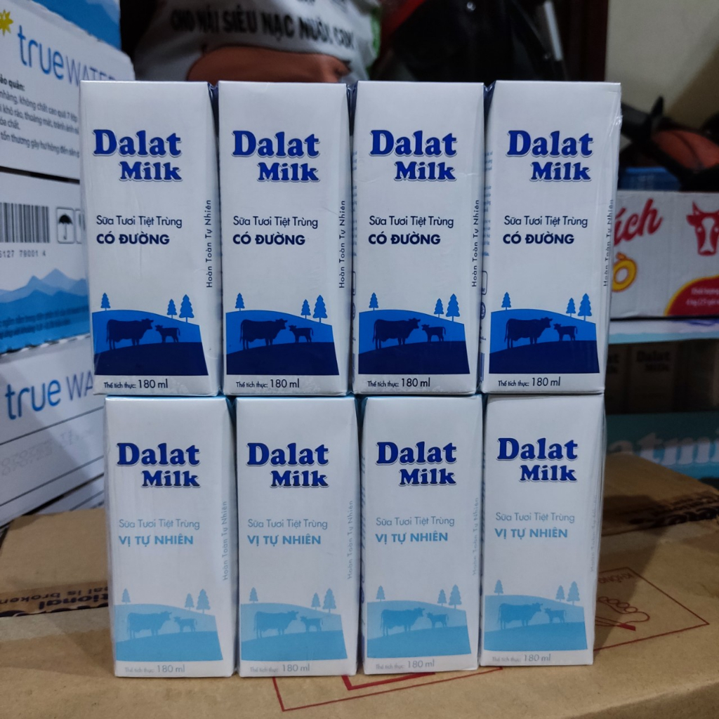 Sữa Tươi Tiệt Trùng Dalat Milk Lốc 4 Hộp x 180ml(date 2/2025) | Shopee ...