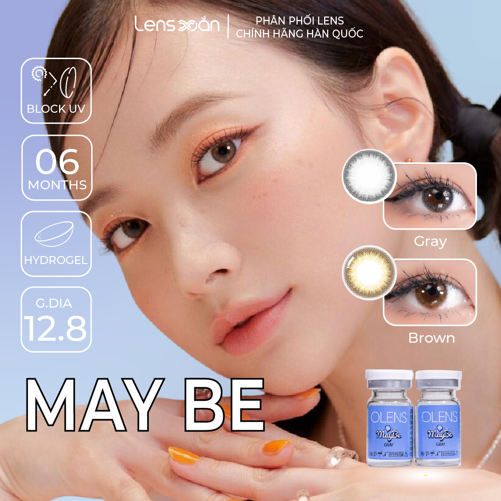 Kính áp tròng cận 6 tháng LENS XOẮN lens nâu lens xám tự nhiên có viền ...