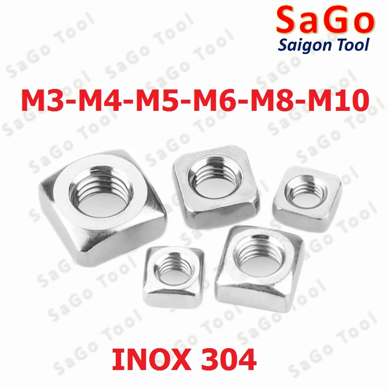 Đai ốc vuông, Tán Ecu vuông Inox 304 size M3 M4 M5 M6 M8 M10 (10 con) | Shopee Việt Nam