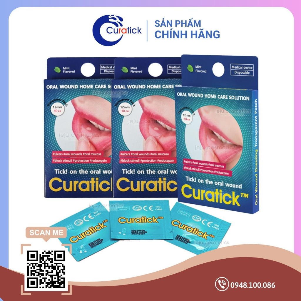 Miếng dán nhiệt miệng, lở miệng Curatick (10 miếng/ hộp) | Shopee Việt Nam