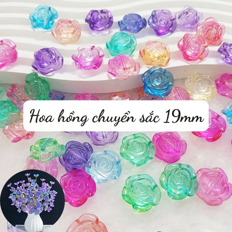 Hoa hồng chuyển sắc 19mm 100gr làm hoa trang trí, phụ kiện hoa handmade diy long lanh S0062 ...