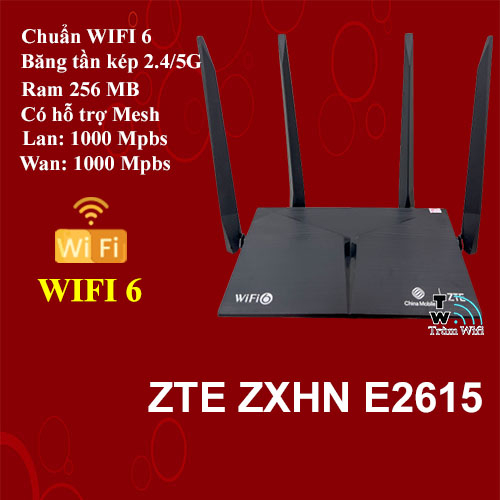 Bộ phát wifi Router wifi ZTE zxhn E2615,wifi 6,có mesh,ax1800 wifi dual ...