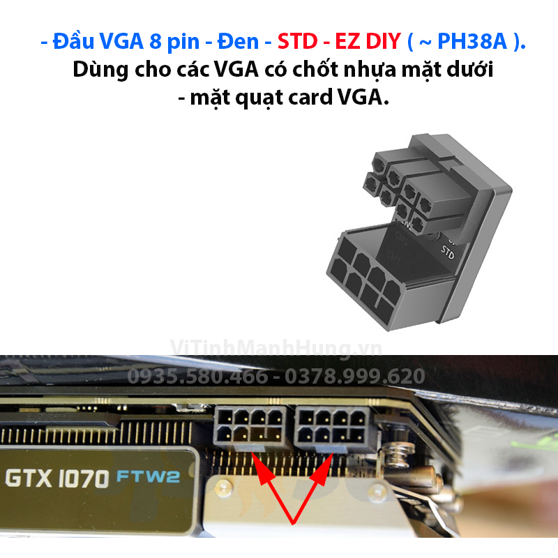 Đầu đảo góc 180 độ 6/8 pin VGA, có bọc nhựa. | Shopee Việt Nam